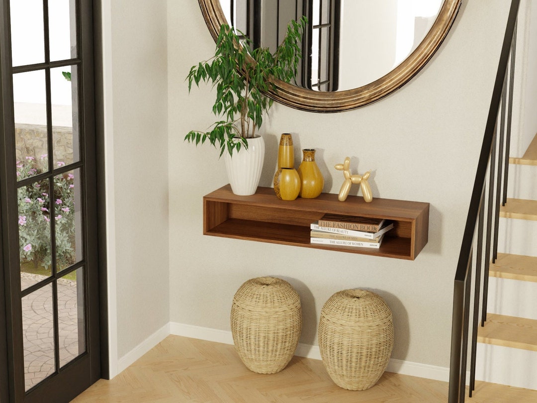Floating Entryway Console Table Built in Solid American Black - Etsy