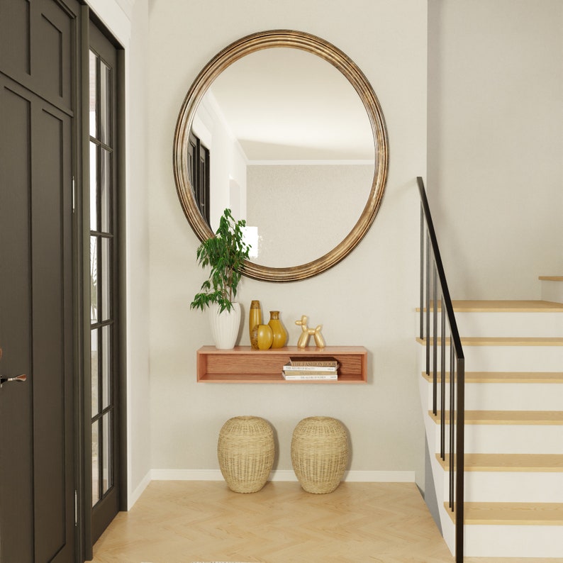 Floating Console Table Built in Solid White Oak - Etsy