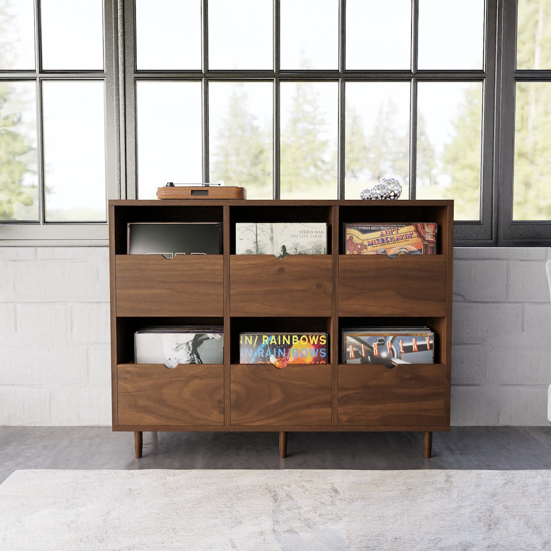 Record Credenza With Pull-out Drawers in Solid Walnut - Etsy