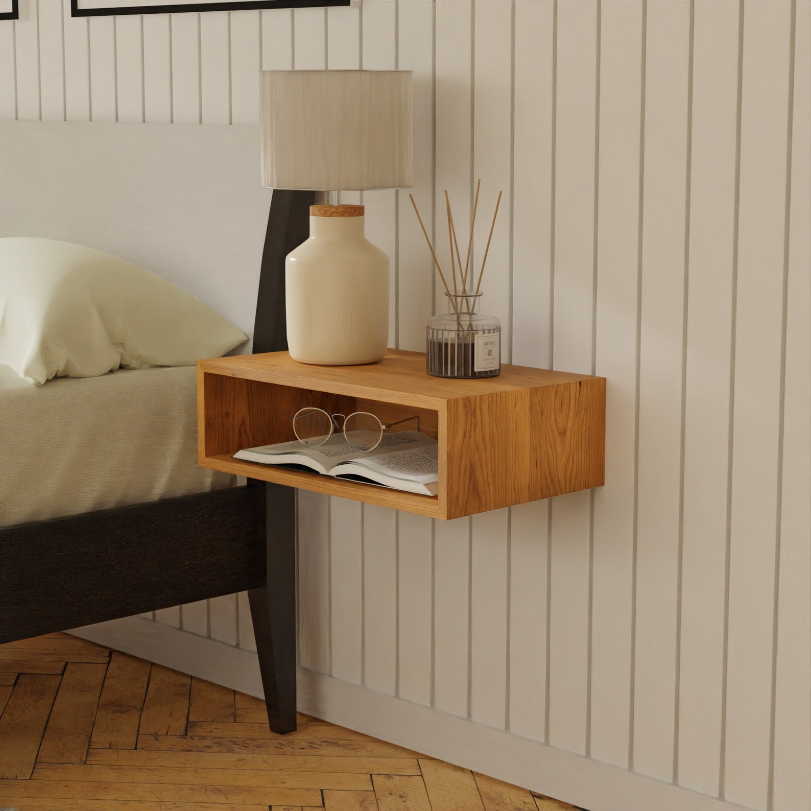 Cherry Floating Nightstand Handmade in Maine - Etsy