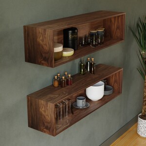 Solid Walnut Floating Display Case, Shelf Bookcase - Etsy Australia