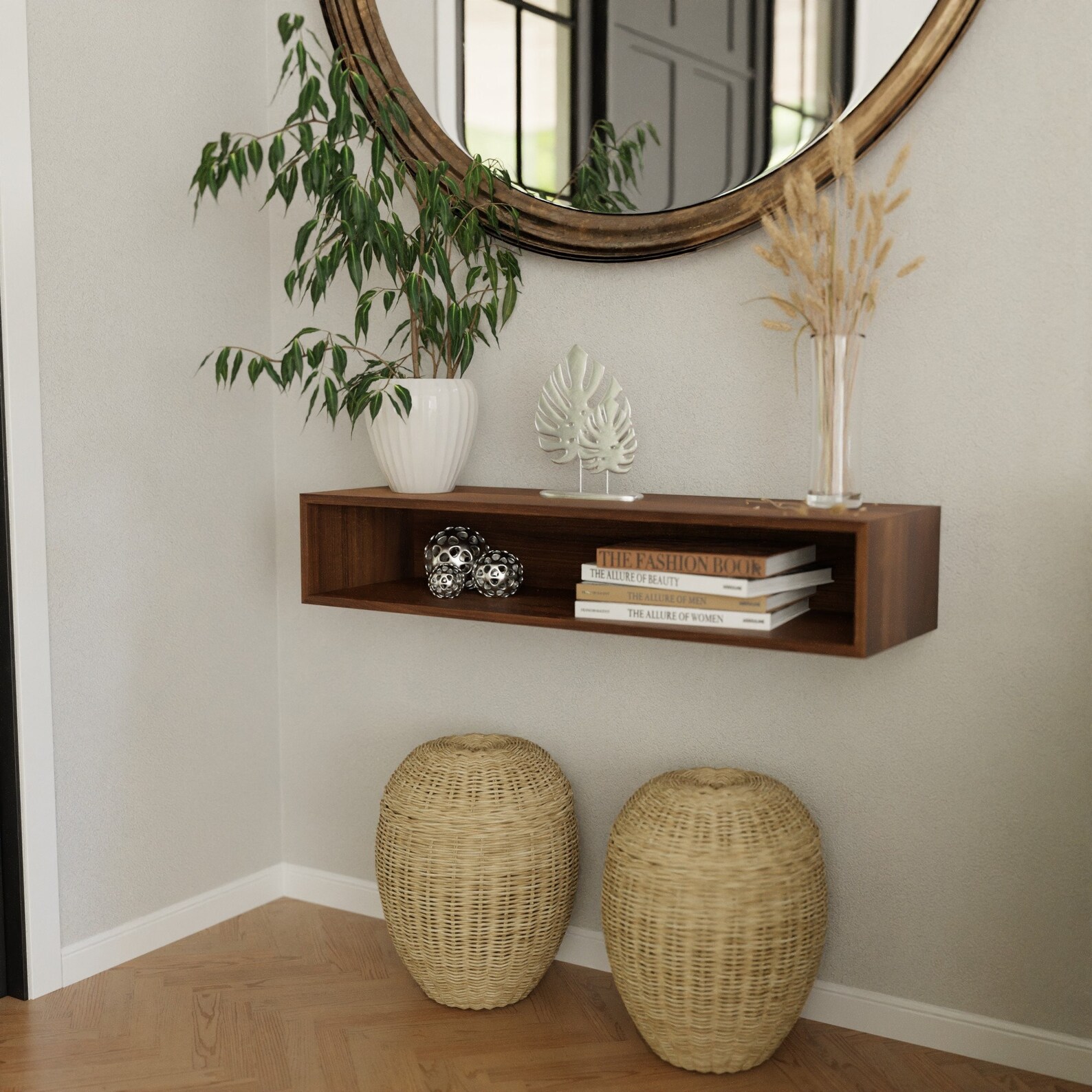 Floating Entryway Console Table Built in Solid American Black - Etsy