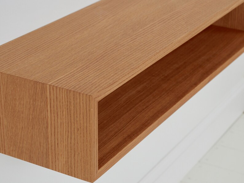 Floating Console Table Built in Solid White Oak - Etsy