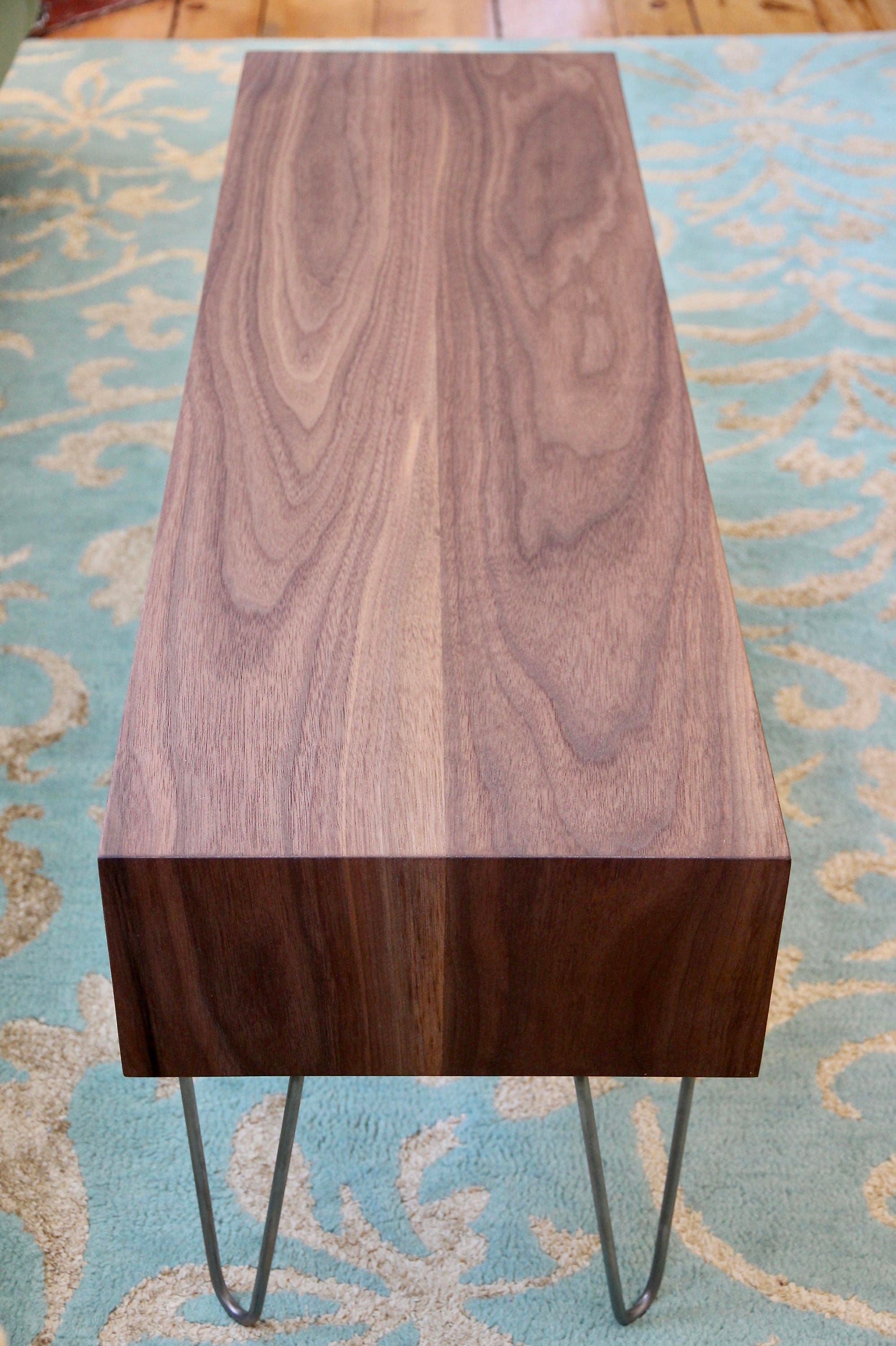 Mid Century Modern Walnut Coffee Table With Stainless Steel - Etsy