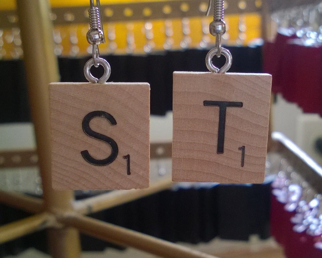 Scrabble Letter Earrings. - Etsy