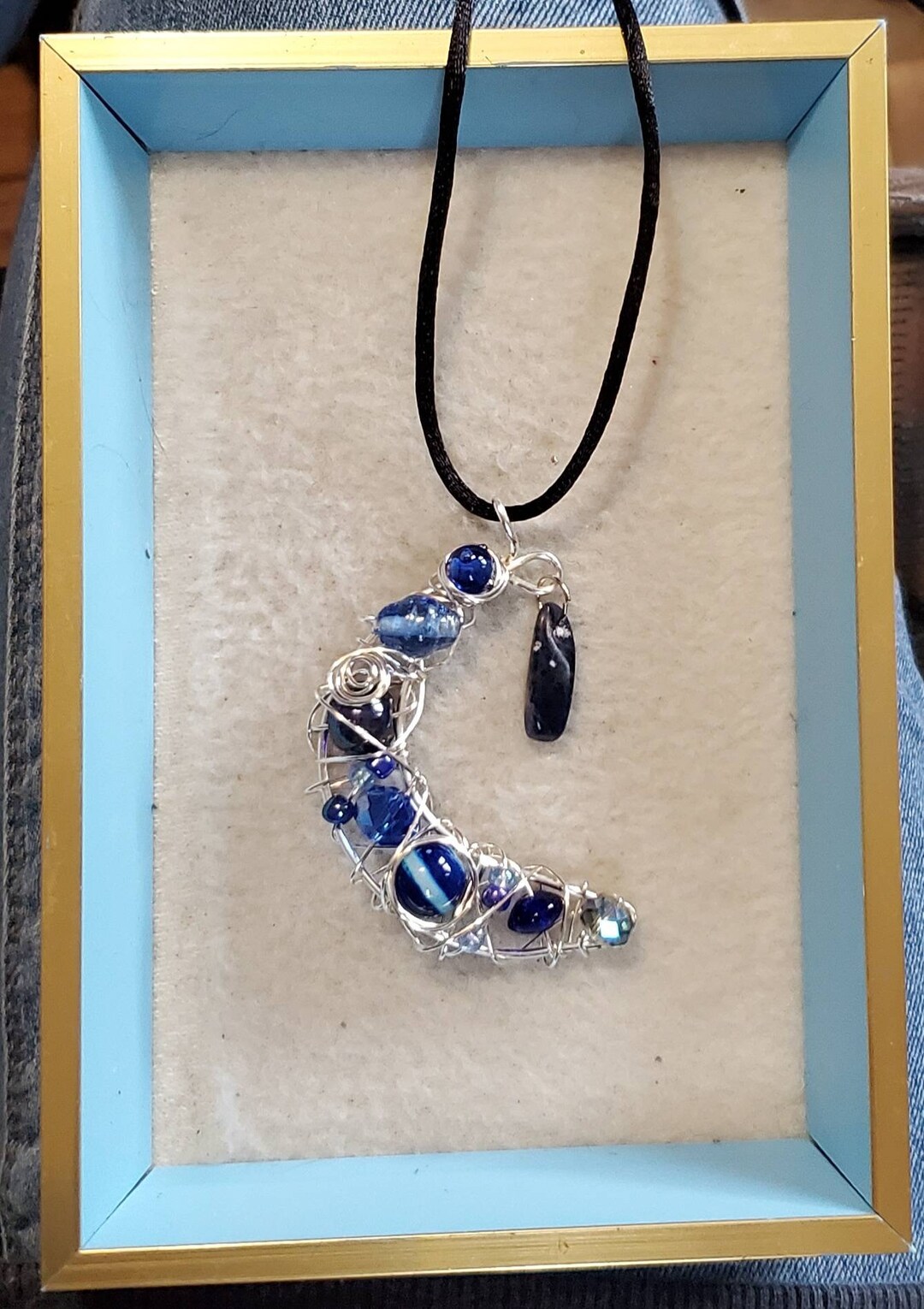 Wire Wrapped Moon Pendant on Satin Cord - Etsy