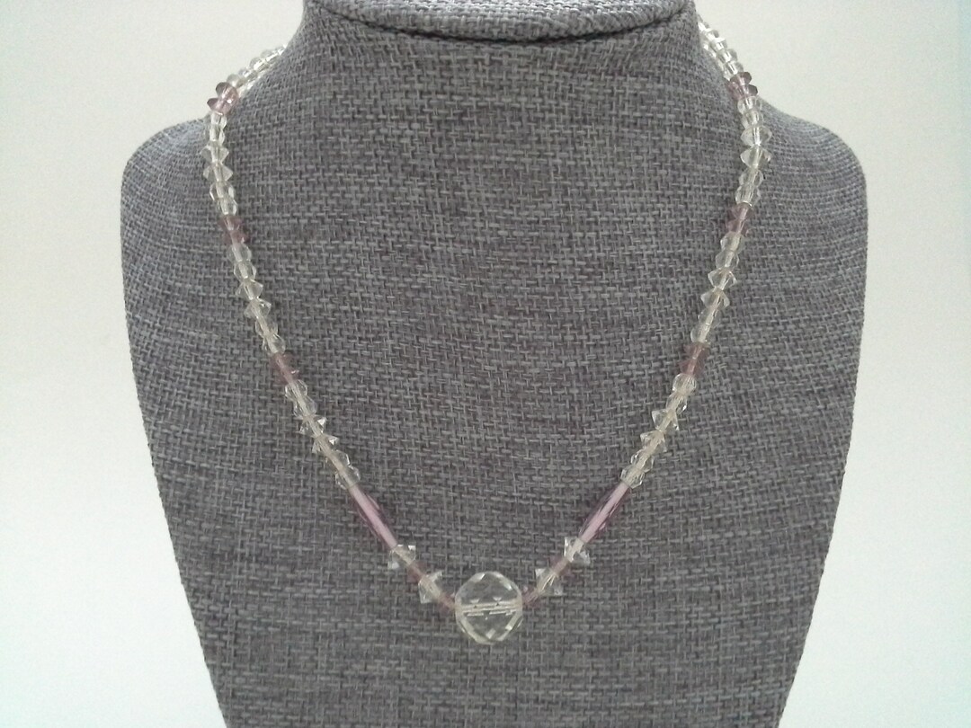 Vintage Cut Glass Necklace Faceted Crystal Beads Clear and - Etsy UK