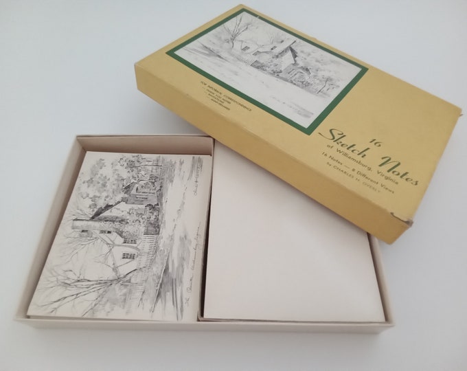 Vintage Note Cards, Scenes of Williamsburg Virginia, Sketch Notes by ...