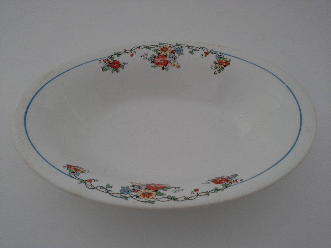 Vintage 1920's Crown Pottery Ironstone Oval Serving Bowl, Art Deco ...