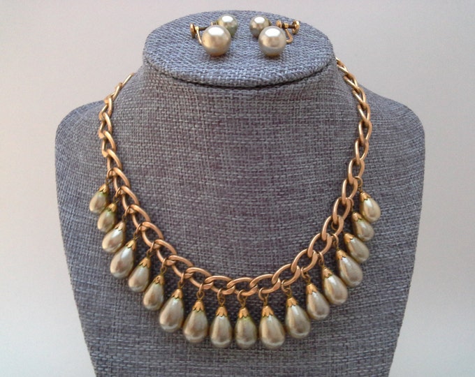 Deltah Pearls, Vintage Faux Pearls, Deltah Golden Opera, Gold Filled ...