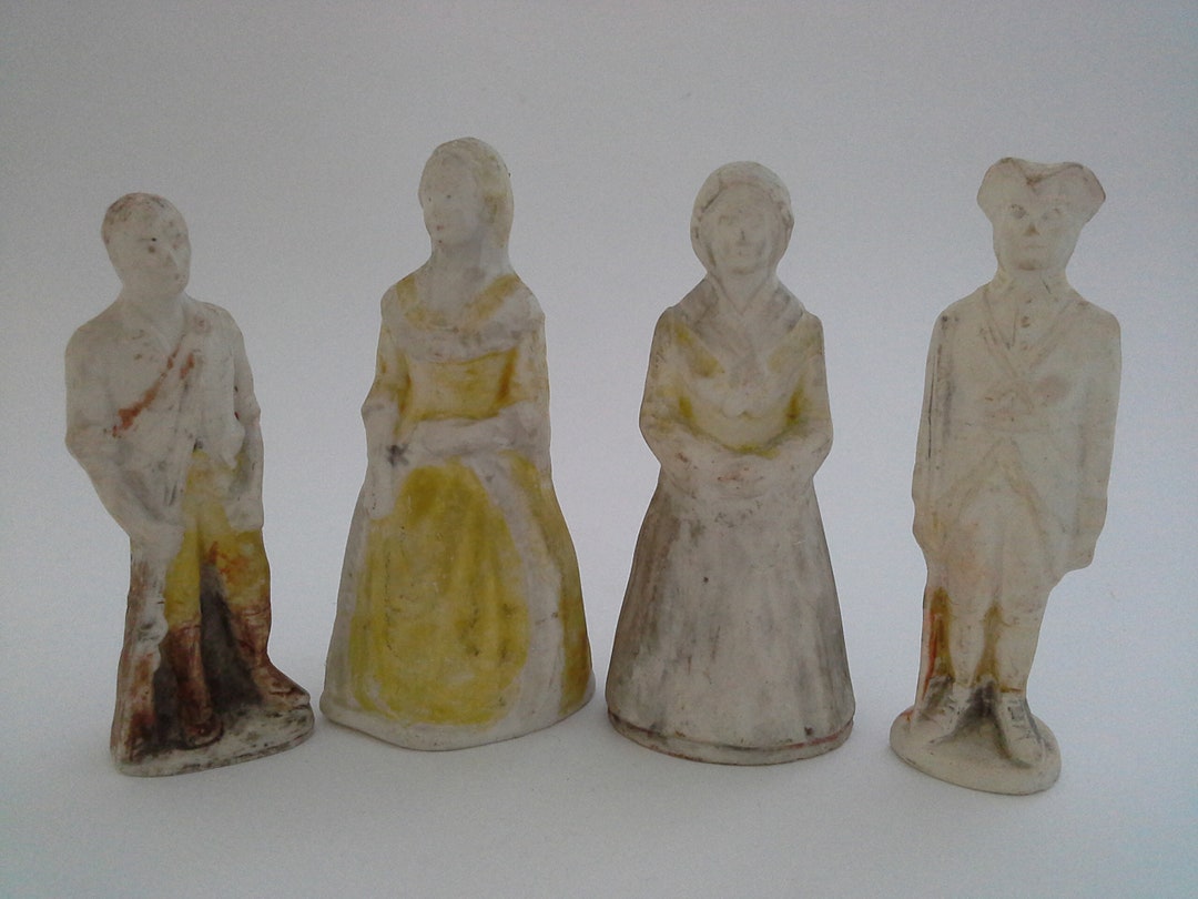 Vintage Colonial Bisque Toy Figures, Penny Dolls, Revolutionary War ...