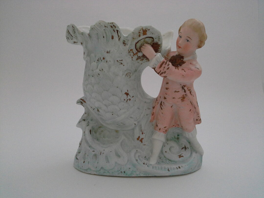 Vintage Bisque Spill Vase, French Colonial Style Boy Figure Cornucopia ...