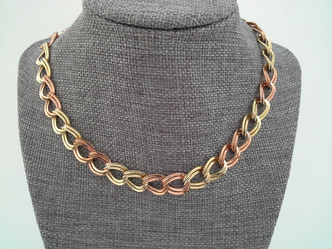 Vintage Chunky Chain Necklace, Yellow and Rose Gold Filled, Binder Brothers Jewelry, Thick ...