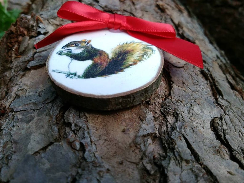 Rustic Country Squirrel Christmas Ornament Woodland Creature Whitewash ...