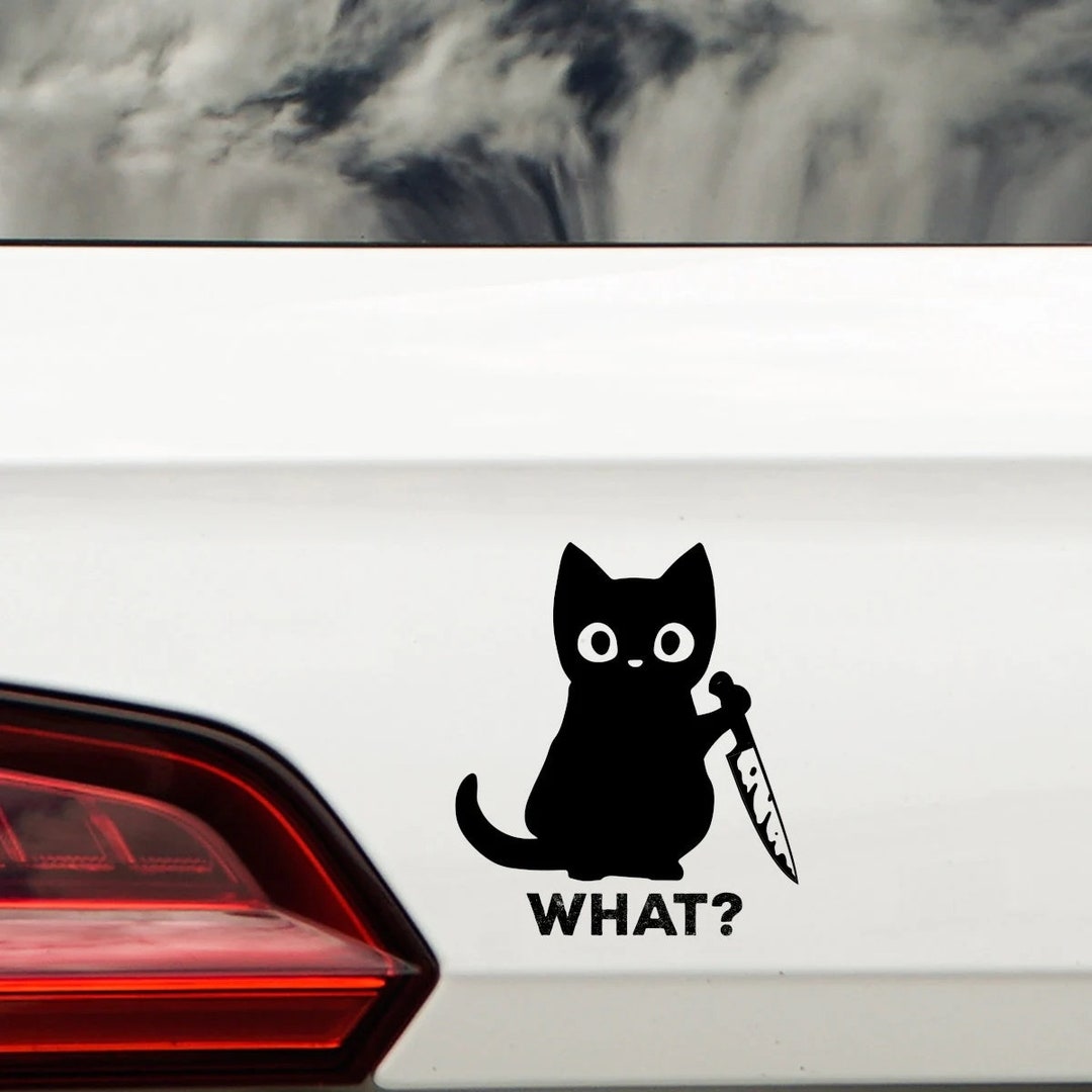 Funny Cat Horror Image Waterproof Decal Car Bumper Sticker Mirror Decal ...