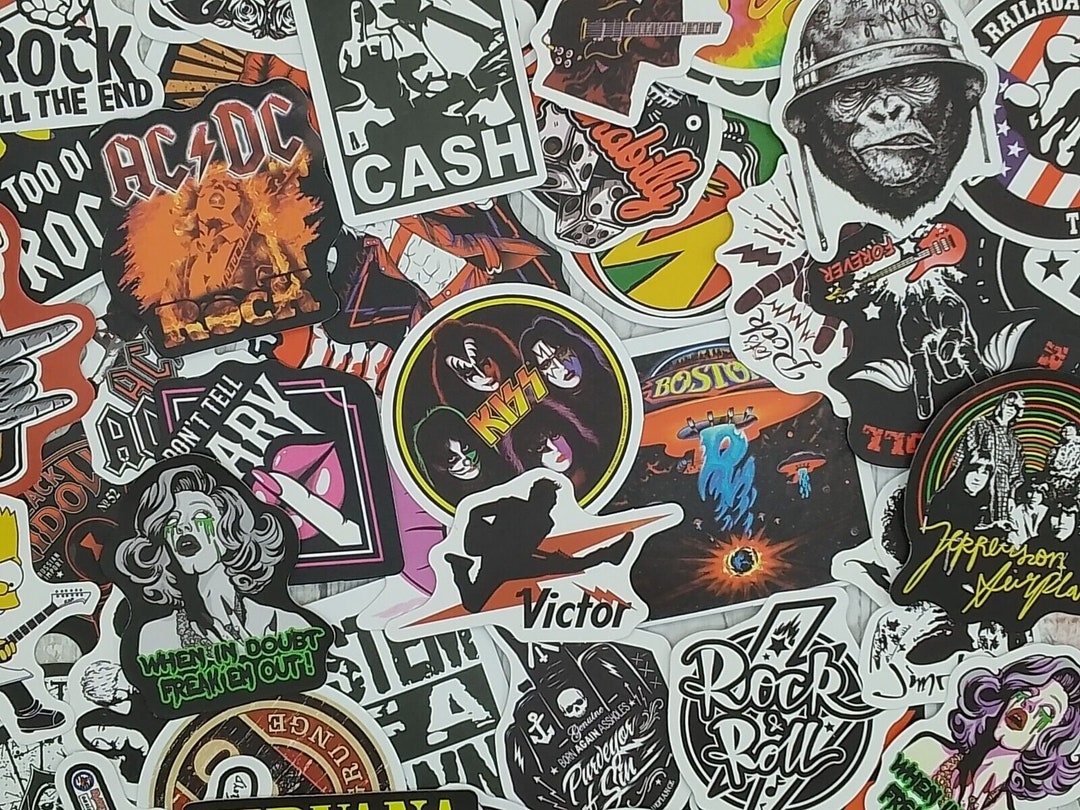 Selection of Different Rock Music Stickers Festival Gifts Guitar ...