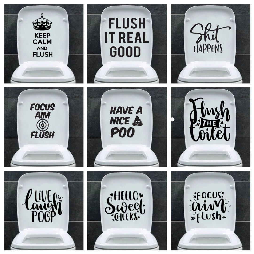 Funny Toilet Lid Seat Stickers Bathroom Décor Variety of Styles Cute ...