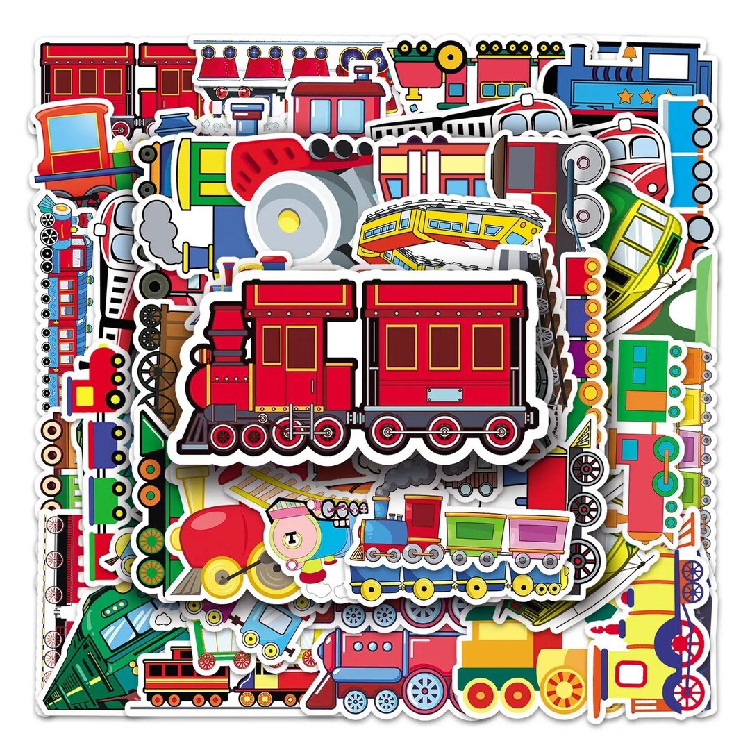 Pack of 10 Small Cartoon Train Stickers Kids Skateboard Cars Bottle ...