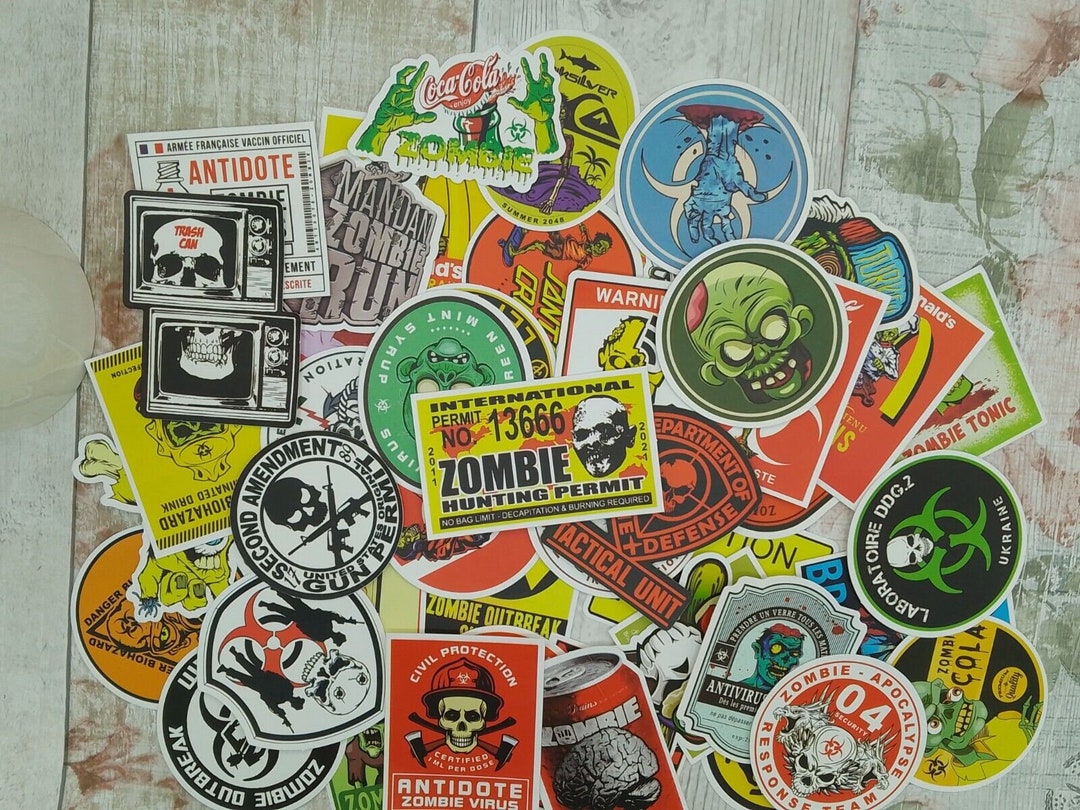 Pack of Zombie Cartoon Stickers Graffiti Images Skateboard Water Bottle ...