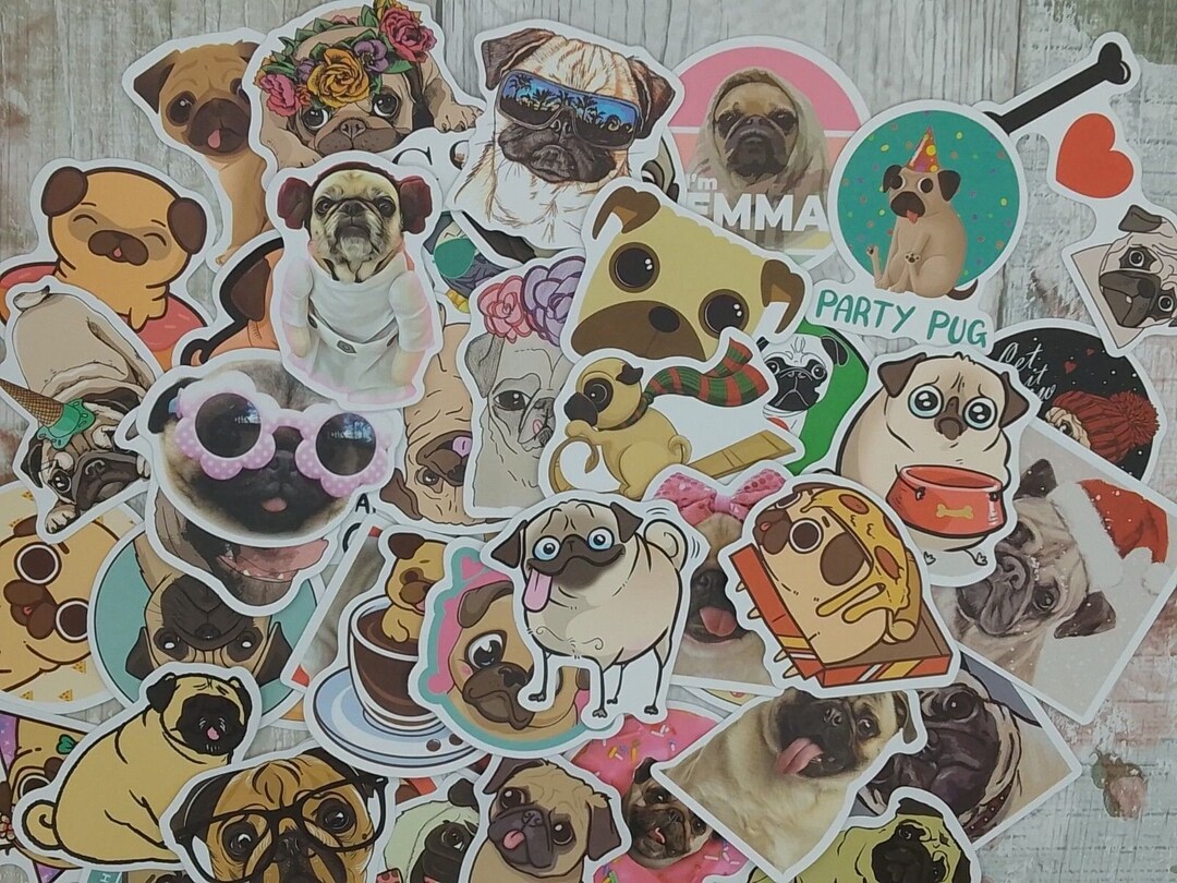 Pack of 10 Pug Dog Stickers Graffiti Images Skateboard Cars Bottle - Etsy