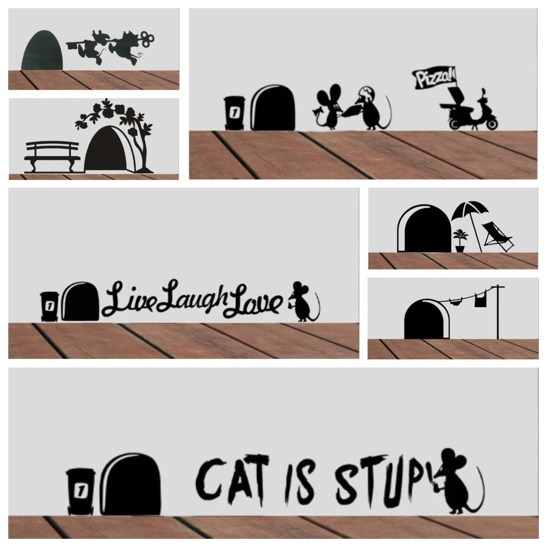 Fun Home Mouse Skirting Board Sticker Home Décor Decal Cartoon Stickers ...