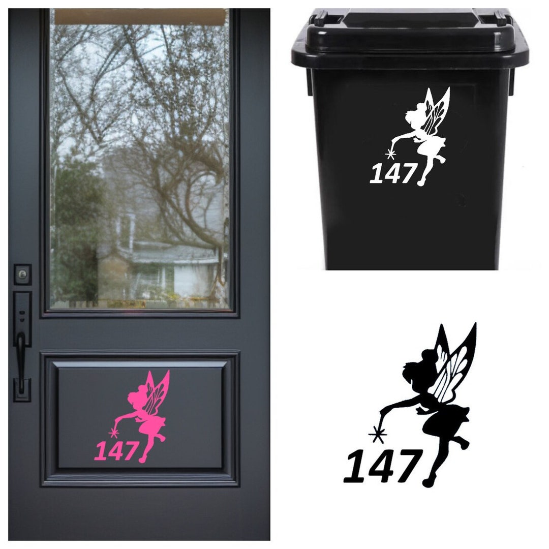 Pack of 3 Personalised Wheelie Bin Sticker Magical Fairy Custom Number ...