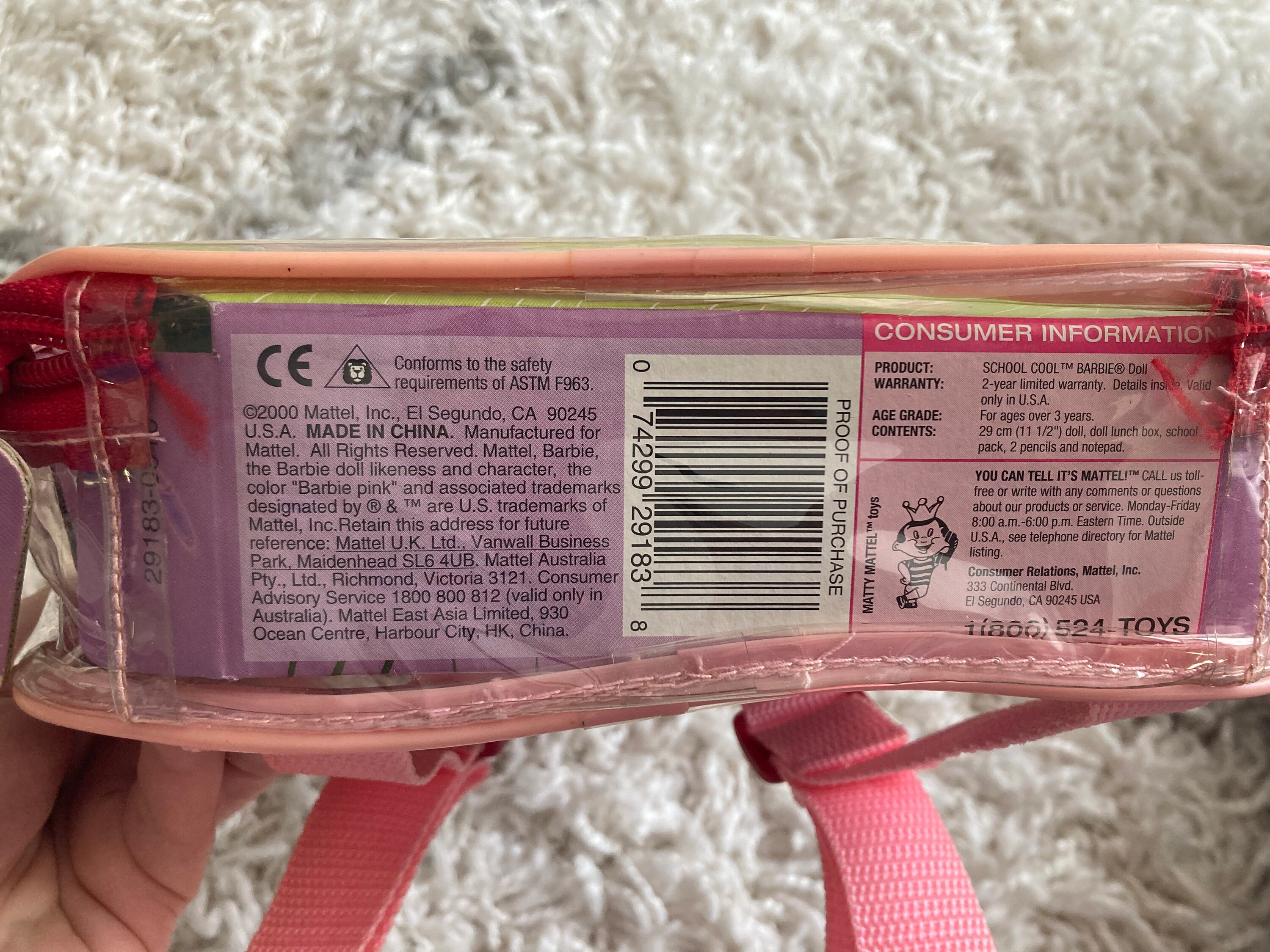 School Cool Barbie in Backpack, 2000, #29183, New in Bag, Accessories ...