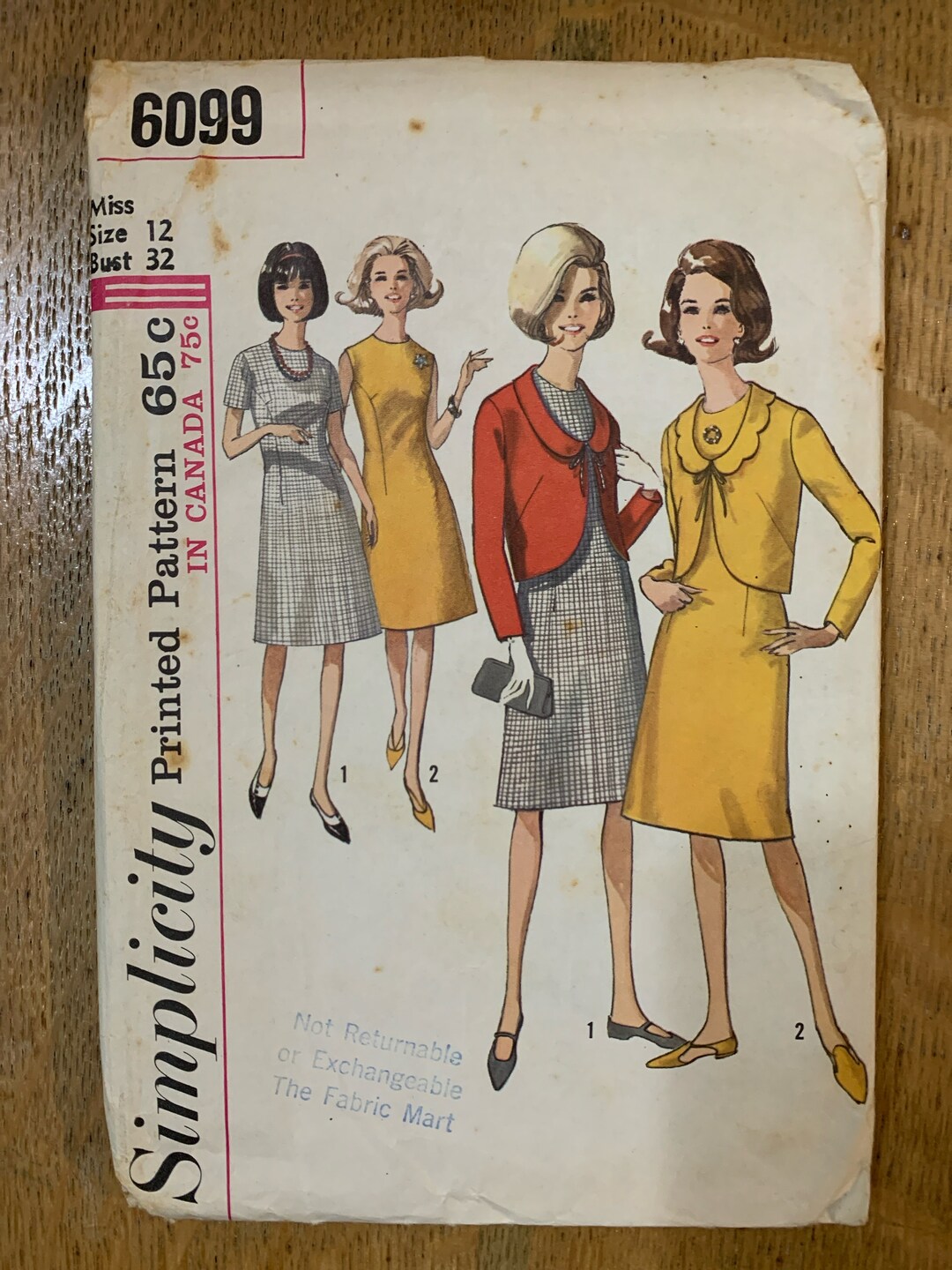 1965 Simplicity Pattern 6099 Dress and Jacket Pattern- Size 12 - Etsy