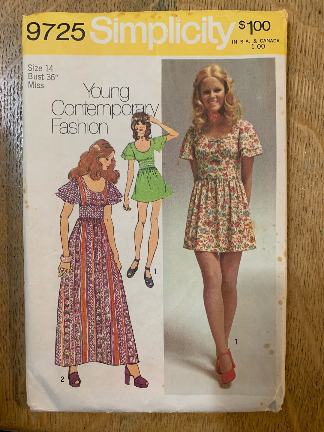 1971 Simplicity Pattern 9725 Dress Pattern Size 14 - Etsy