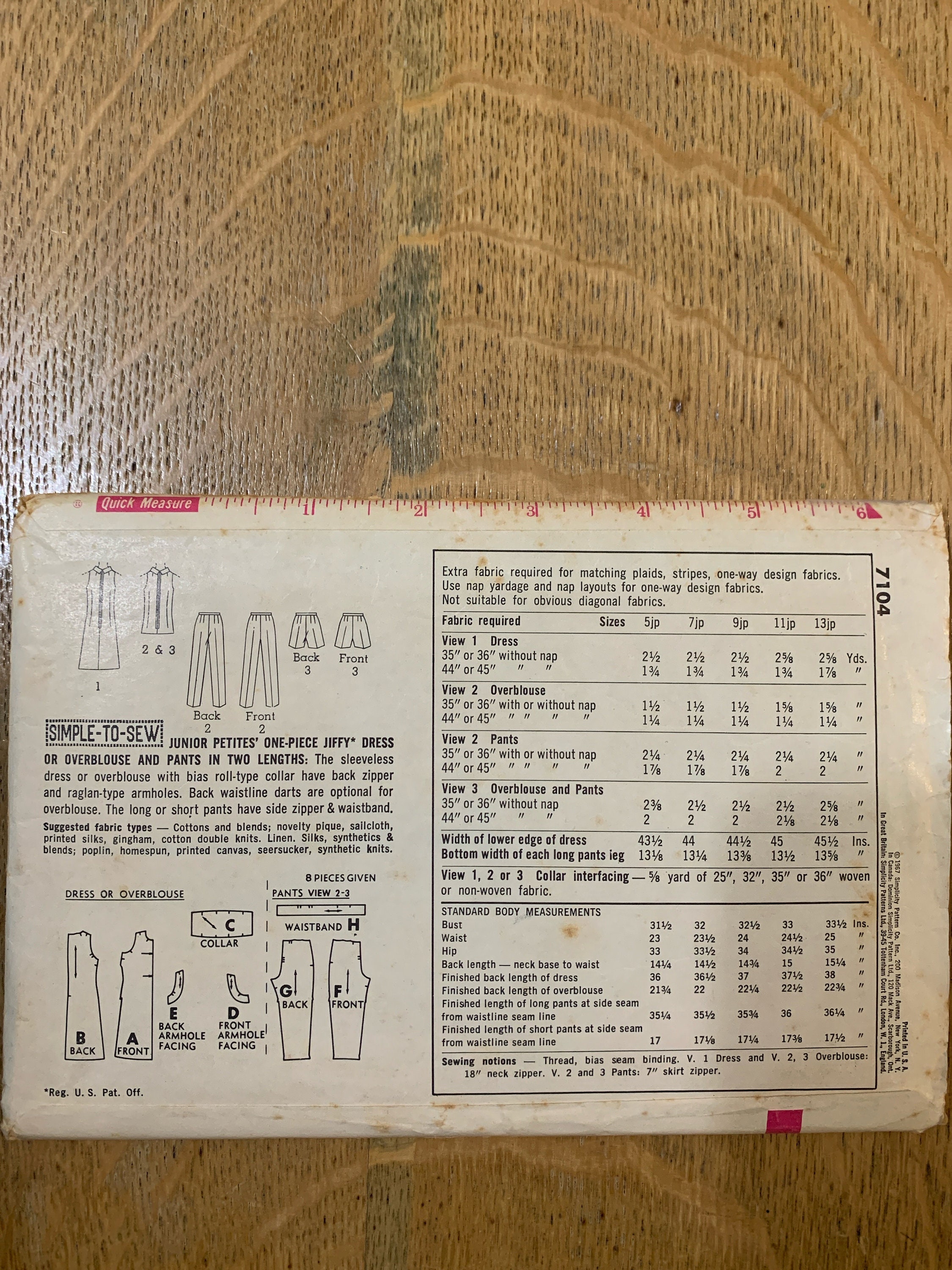 1967 Simplicity Pattern 7104 Dress Pattern Size 11 Junior - Etsy