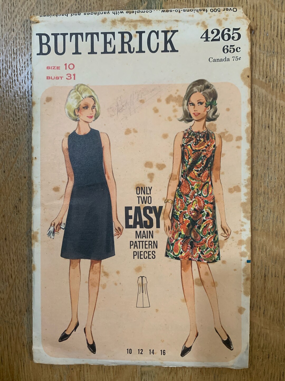 Vintage 1960's Butterick Pattern 4265 - Size 10 - Etsy