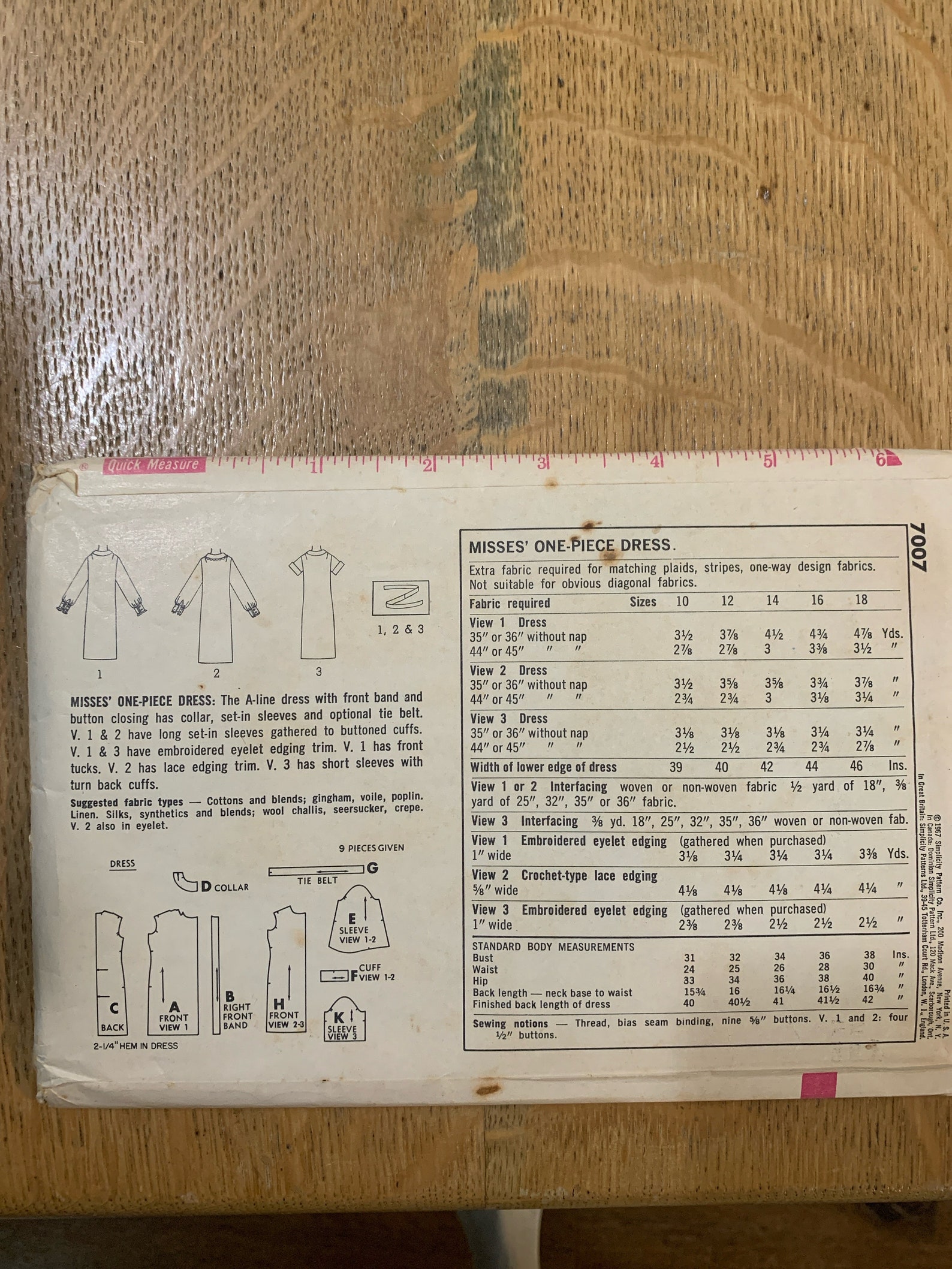 1967 Simplicity Pattern 7007 Dress Pattern Size 10 - Etsy