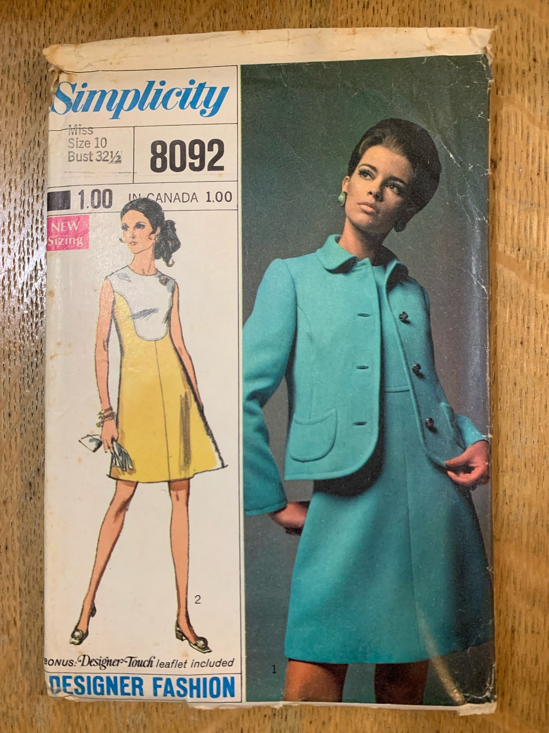 1969 Simplicity Pattern 8092 Dress & Jacket Pattern - Size 10 - Etsy