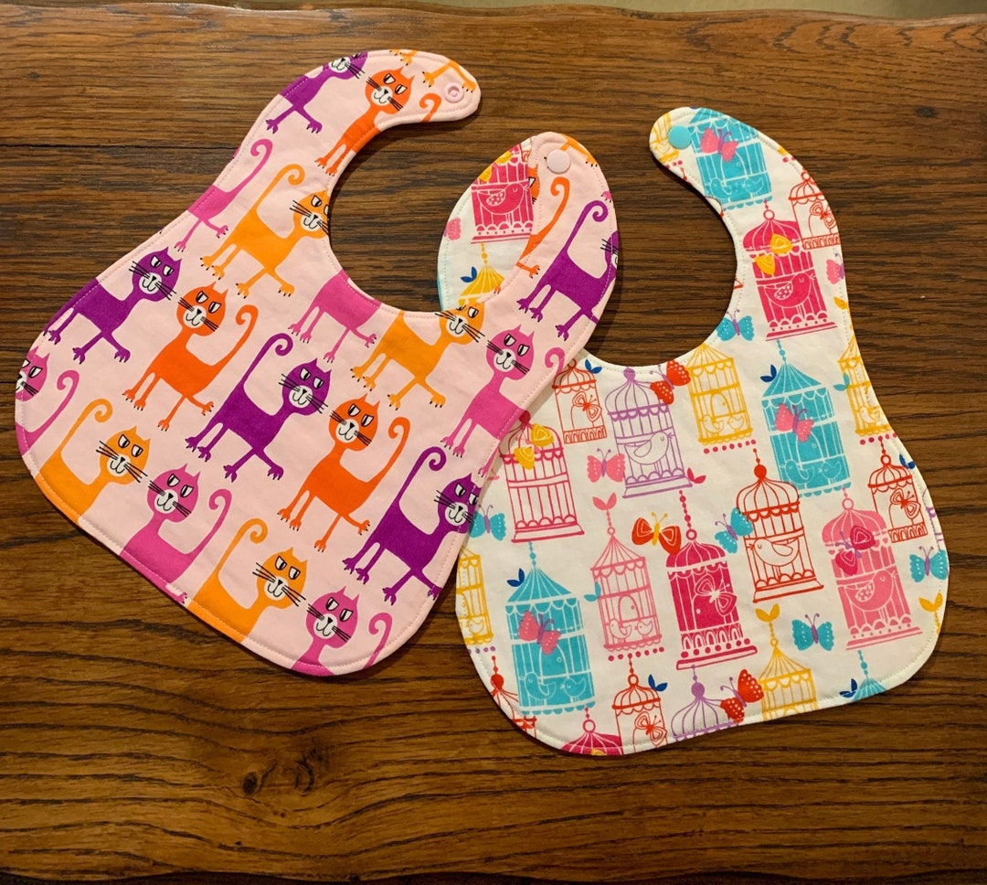 BABY Bib- Retro Style REVERSIBLE Baby Bib - Bird Cage - Etsy