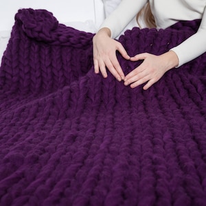 Giant Wool Blanket Giant Knit Blanket Chunky Blanket Chunky Merino Wool ...