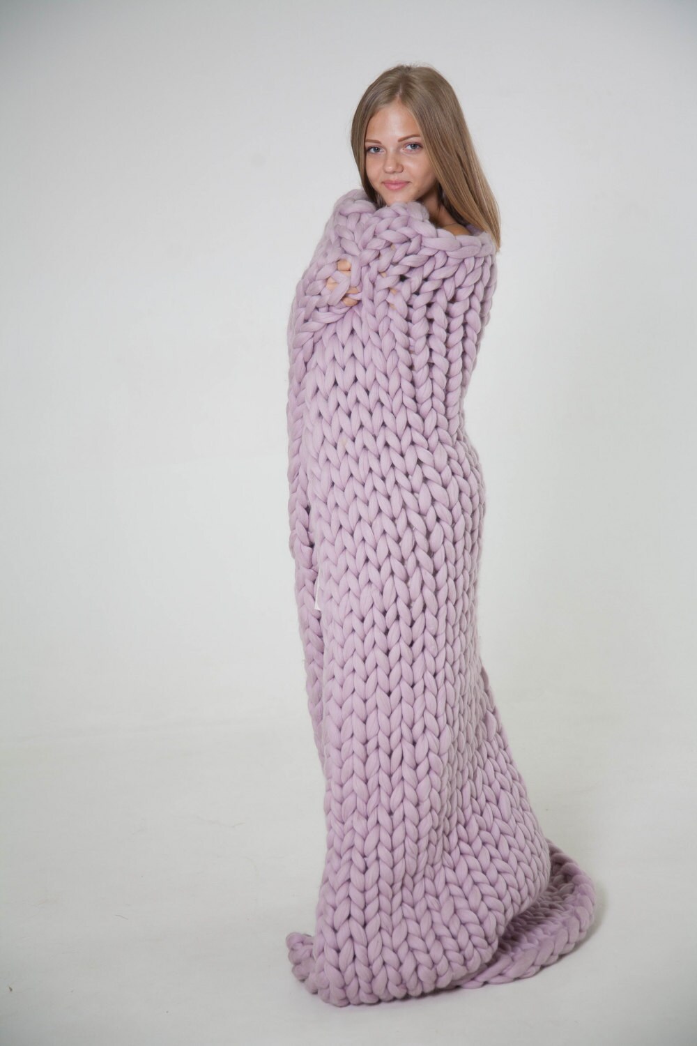 Chunky Knit Wool Blanket Handmade Gifts Wool Throw Knit | Etsy