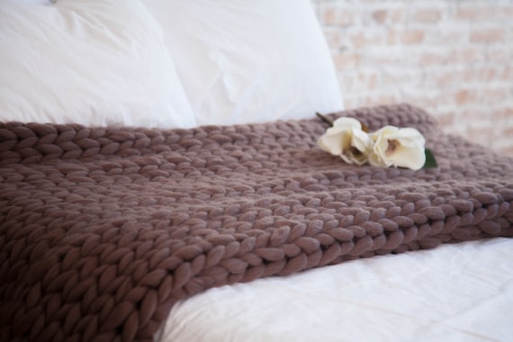 Handmade Chunky Blanket 100% wool Bulky throw Gift for her | Etsy