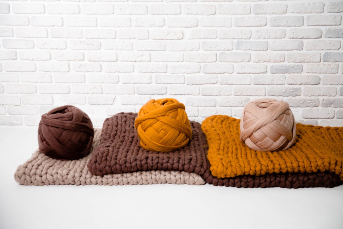 Giant Knitting Yarn 23 Microns Merino Wool Chunky Yarn | Etsy