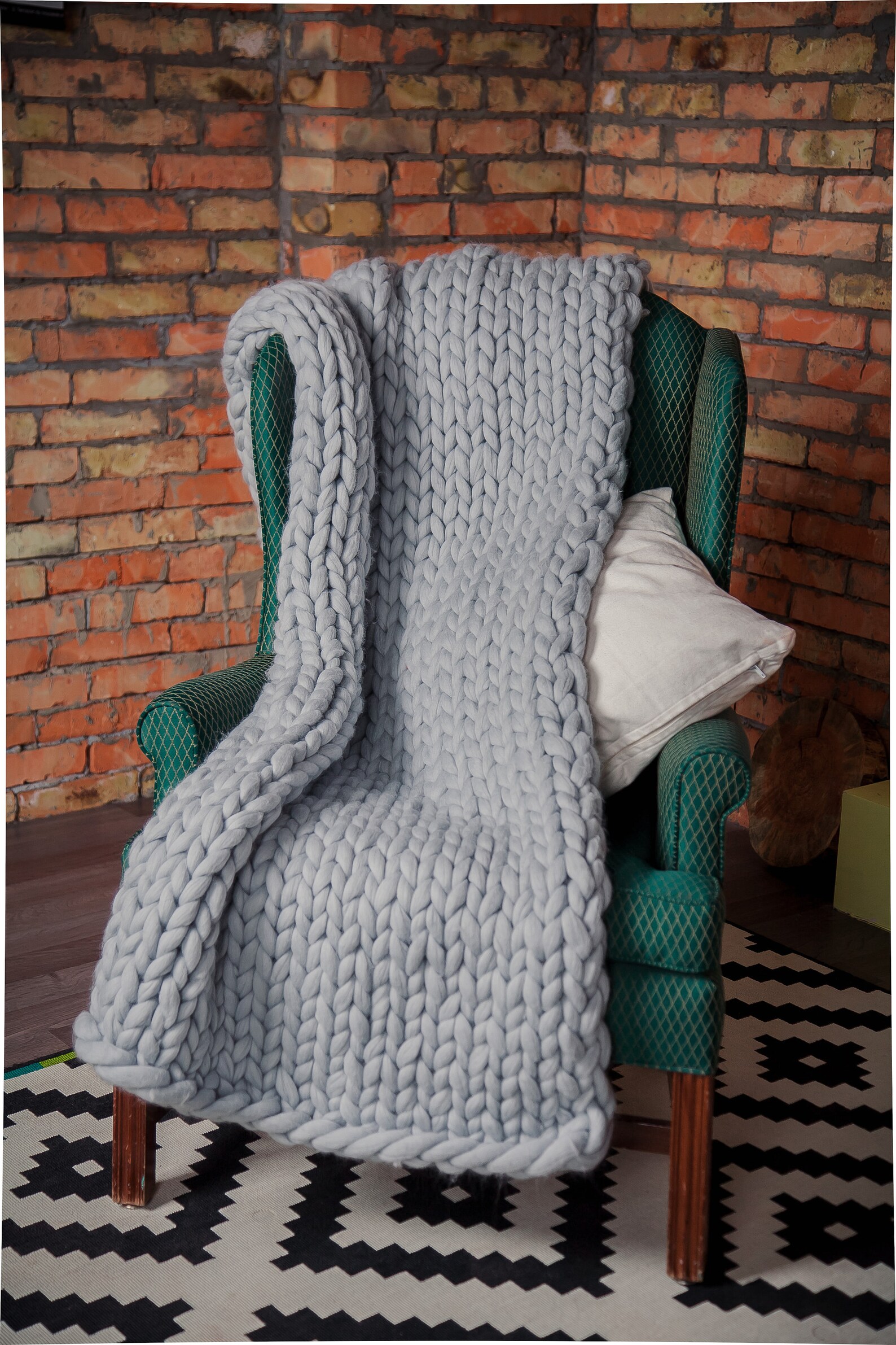 Wool Chunky Blanket Throw Chunky Gift for Her Chunky Knit - Etsy