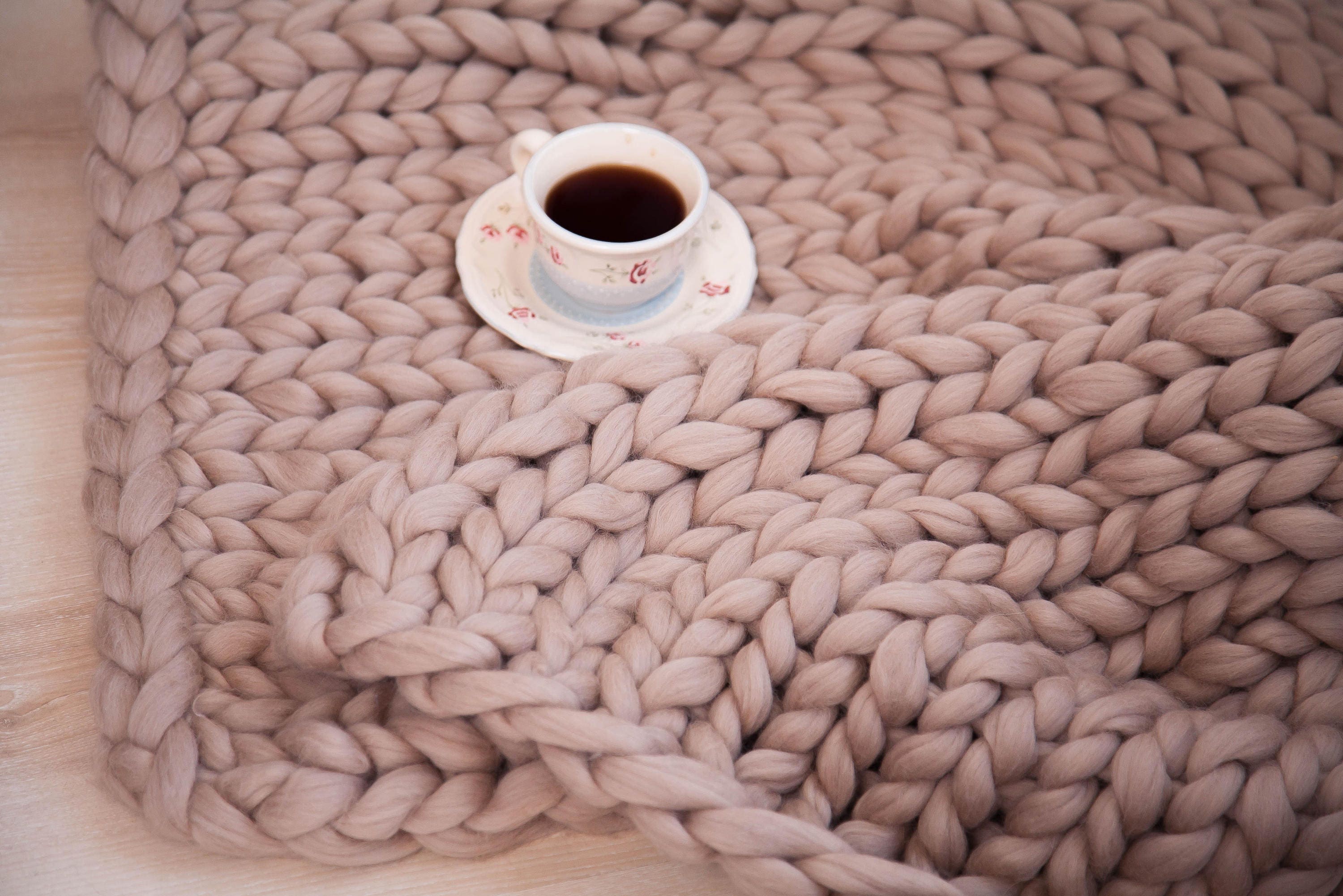 Wool Giant Blanket Lap Blanket Gift for Her Chunky Knit | Etsy