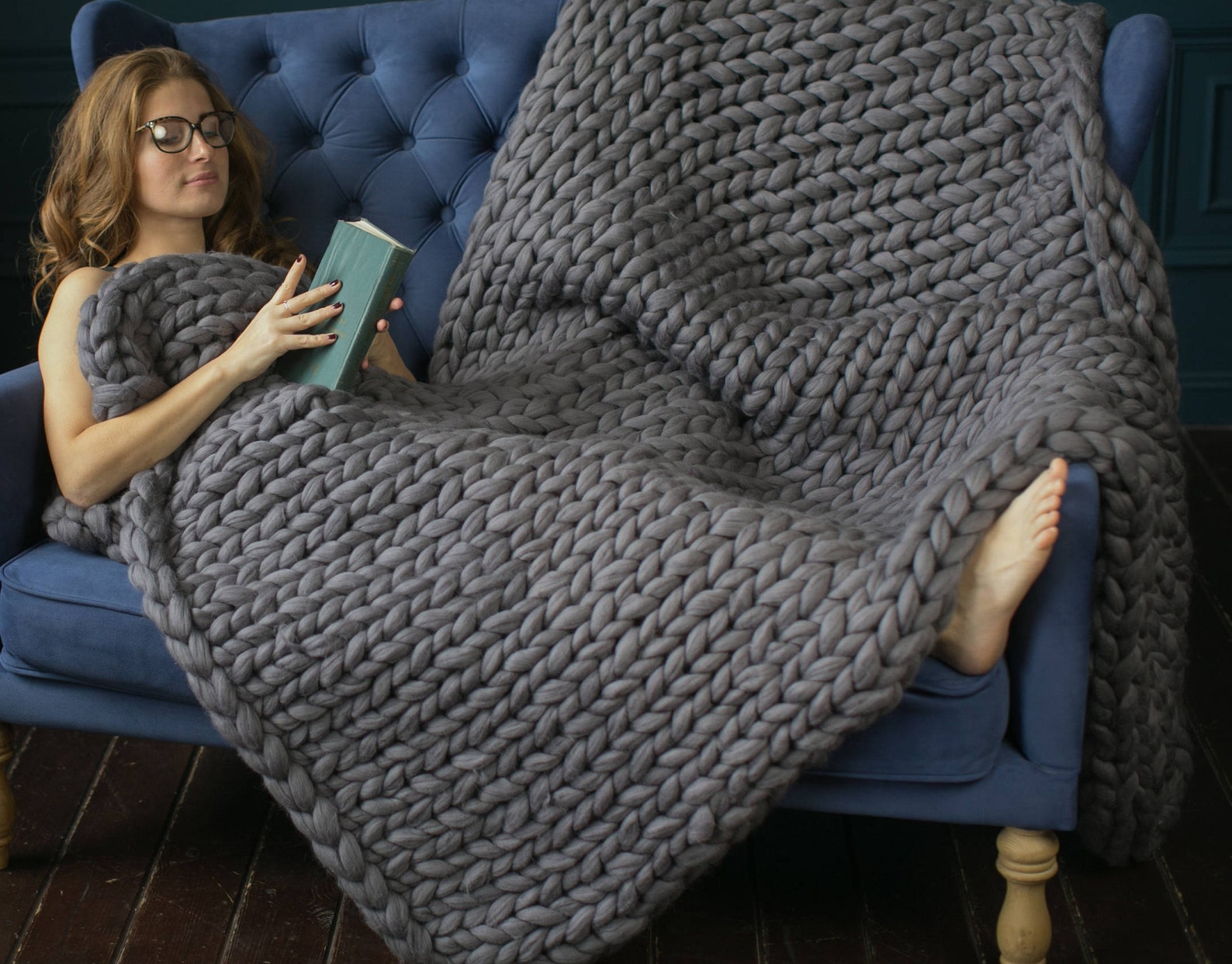 Chunky knit throw Chunky blanket Gift for Her Giant afghan | Etsy