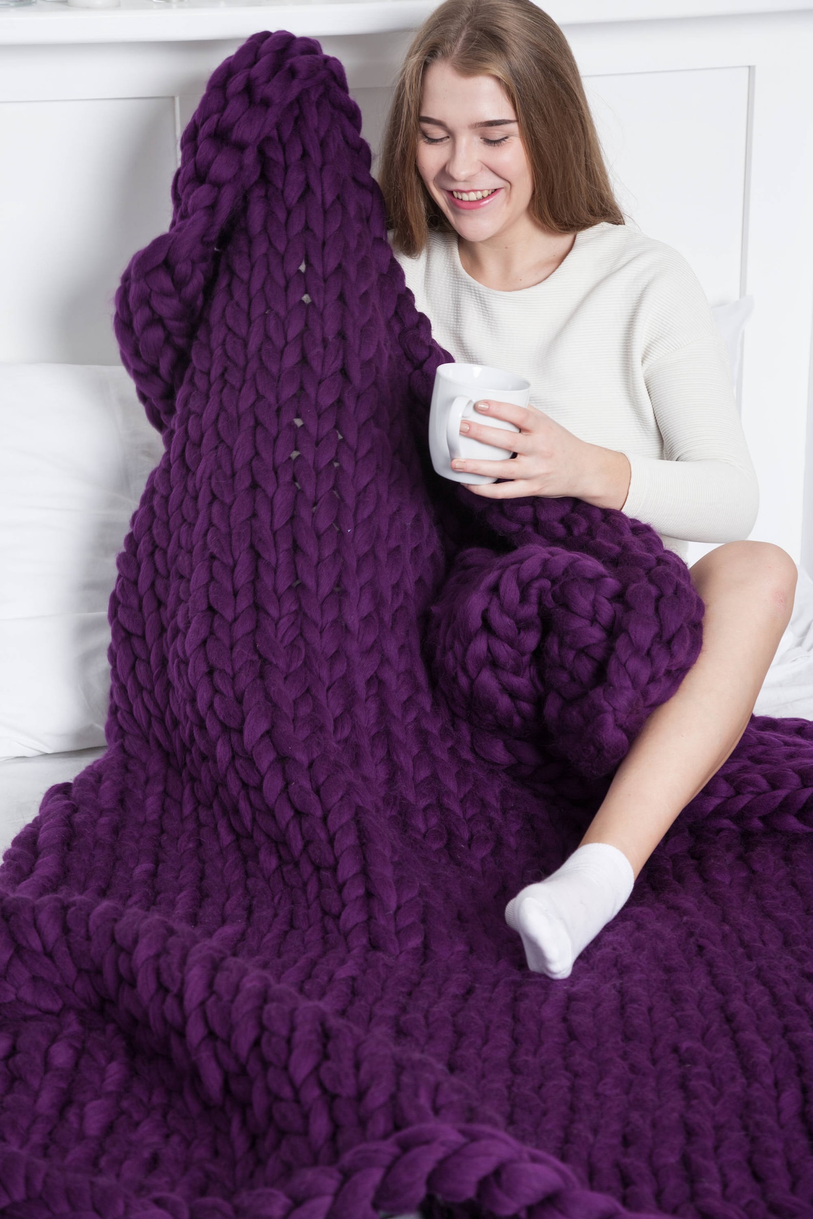 Giant Wool Blanket Giant Knit Blanket Chunky Blanket Chunky Merino Wool ...