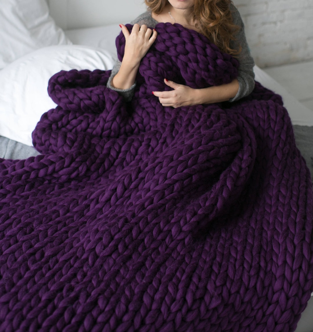 Giant Wool Blanket Giant Knit Blanket Chunky Blanket Chunky Merino Wool ...