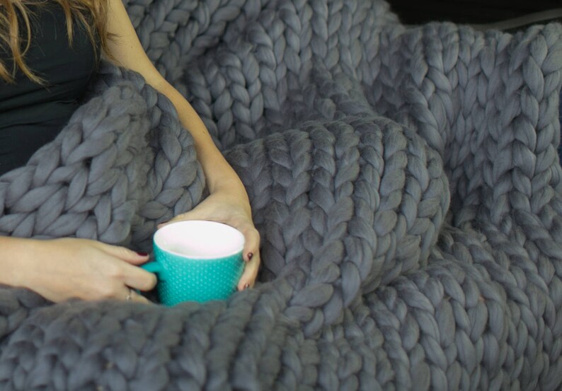 Chunky knit throw Chunky blanket Gift for Her Giant afghan | Etsy