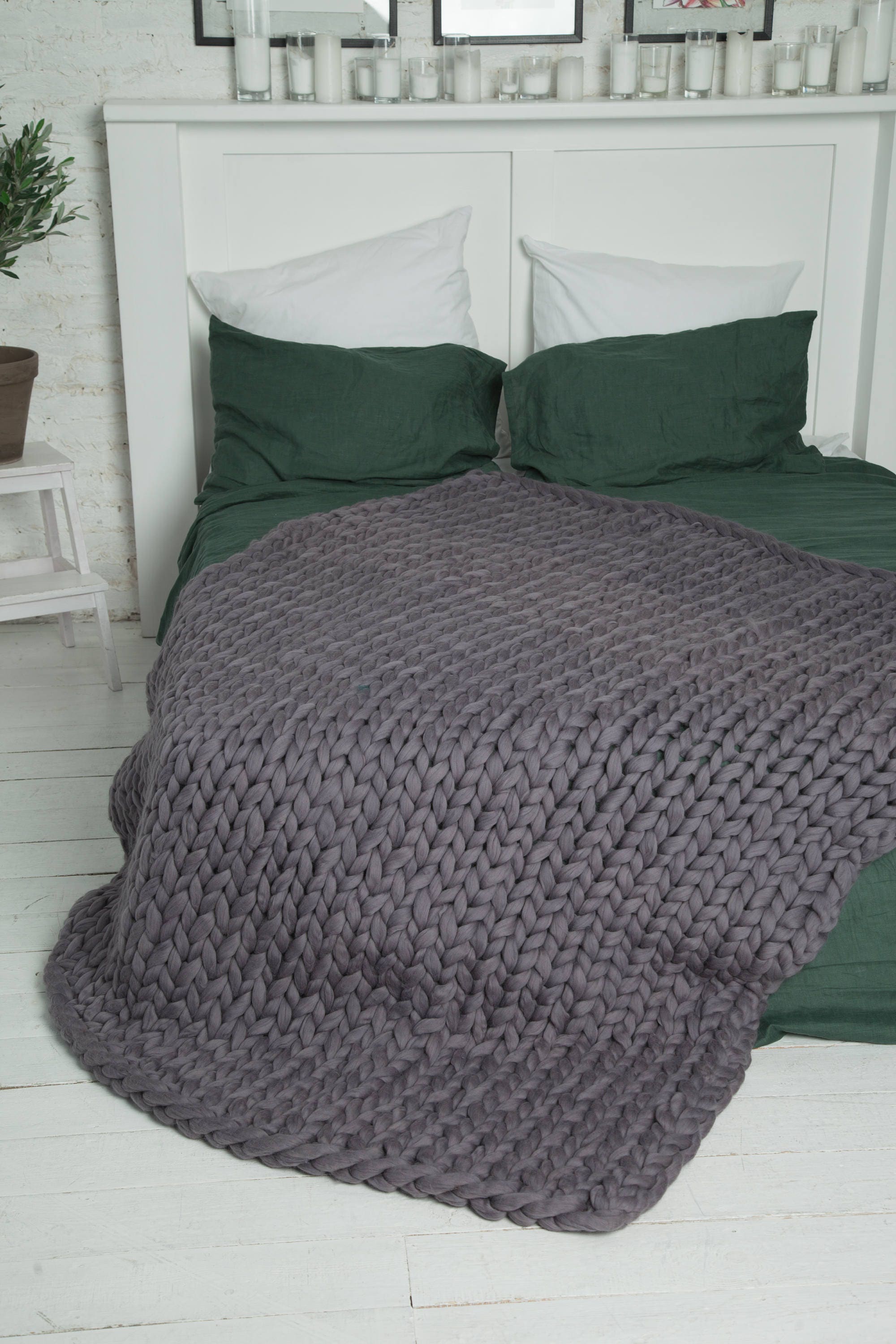 Chunky knit throw Chunky blanket Gift for Her Giant afghan | Etsy