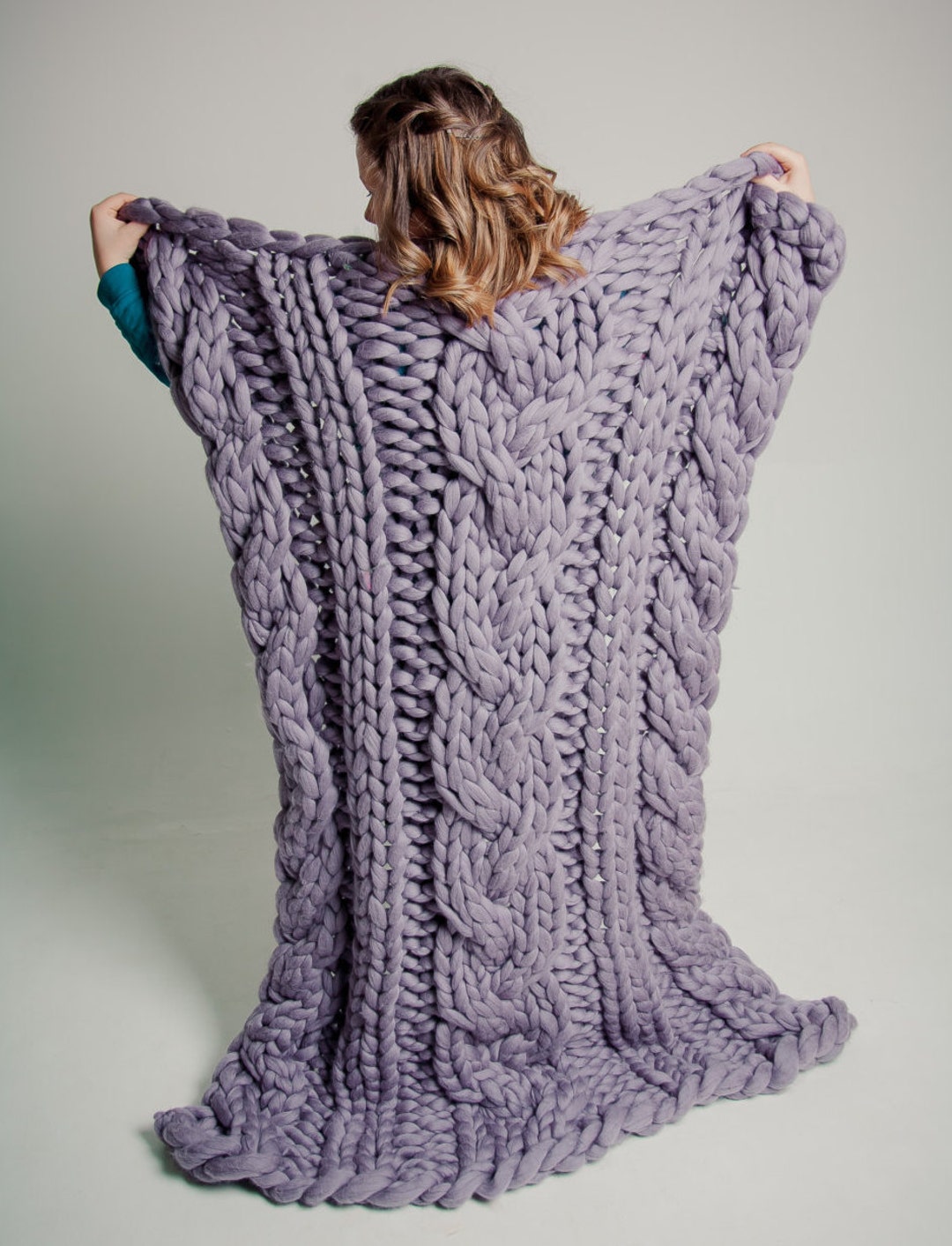 Cable Chunky Knit Blanket Wedding Gift Home Decor Anniversary Gift ...