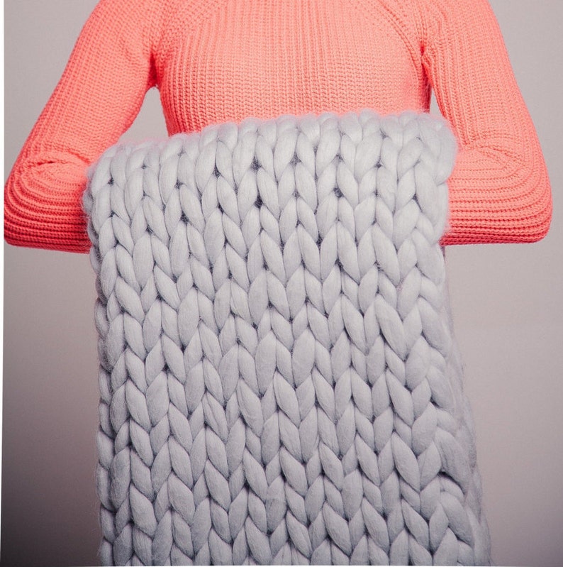 Hand Knit Chunky Blanket Made With 100% Wool. Perfect as - Etsy