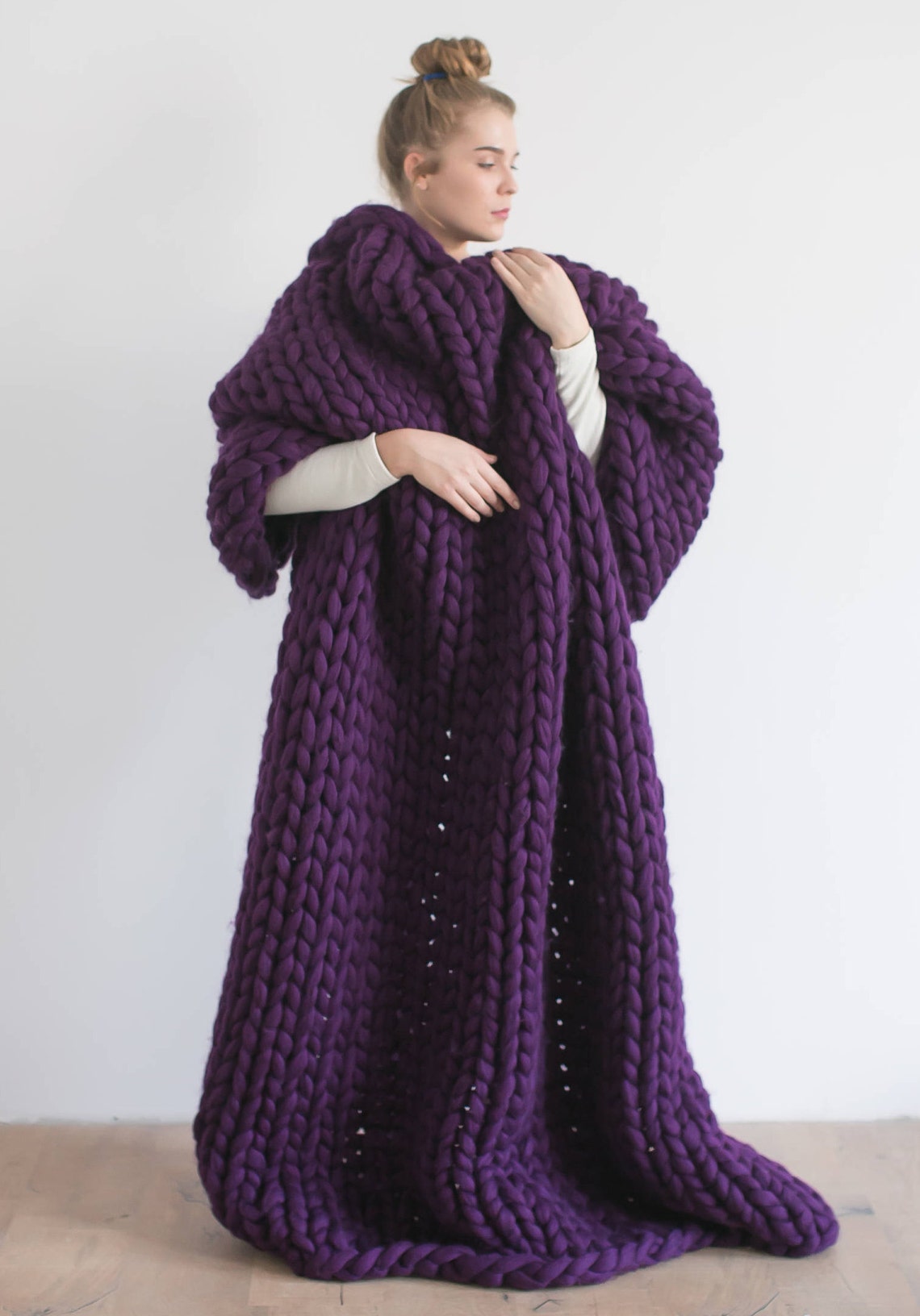 Giant Wool Blanket Giant Knit Blanket Chunky Blanket Chunky Merino Wool ...