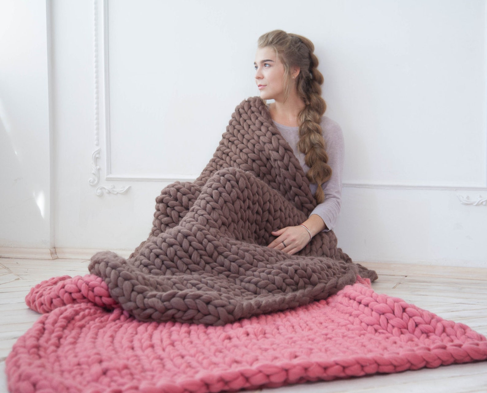 Chunky Handstrickdecke Wolle stricken Wolldecke gestrickte - Etsy.de