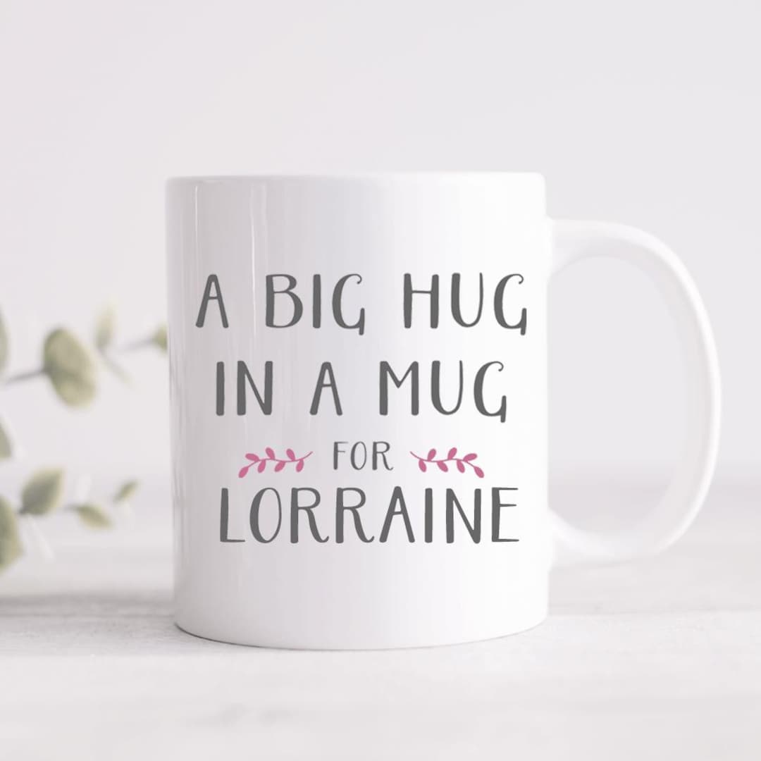 A Big Hug in A Mug Personalised Name Ceramic Mug Gift Grey & Pink - Etsy